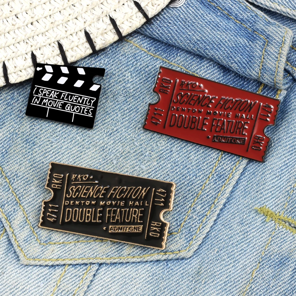 Clapperboard Movie Ticket Enamel Pins Movie Scene Board Rocky Horror ...