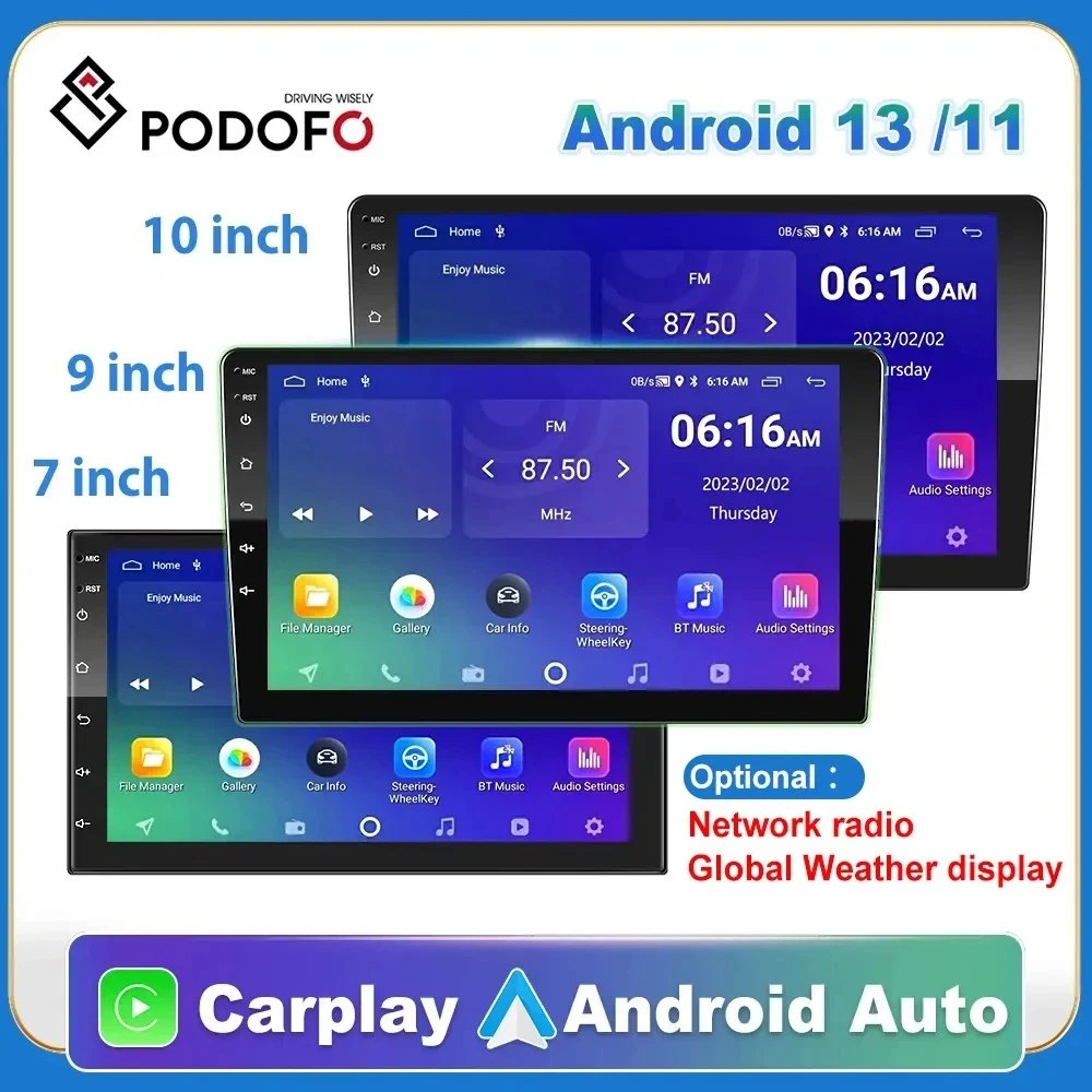 Podofo-Android-12-Car-Radio-Androidauto-Carplay-2-Din-GPS-Car-Audio-7-9 ...