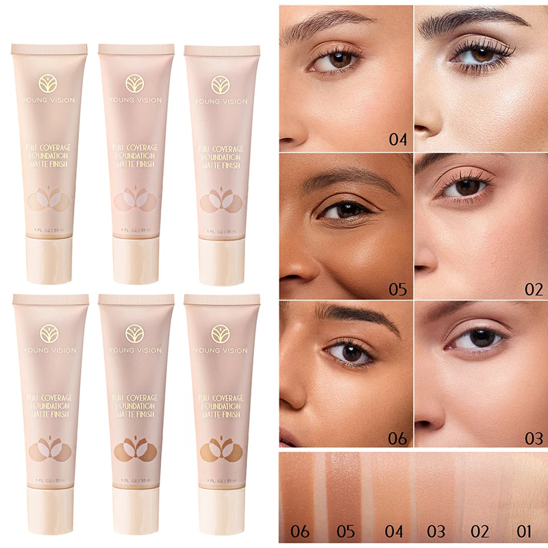 YOUNG-VISION-Matte-Liquid-Foundation-6-Colors-Full-Concealer-Matte ...