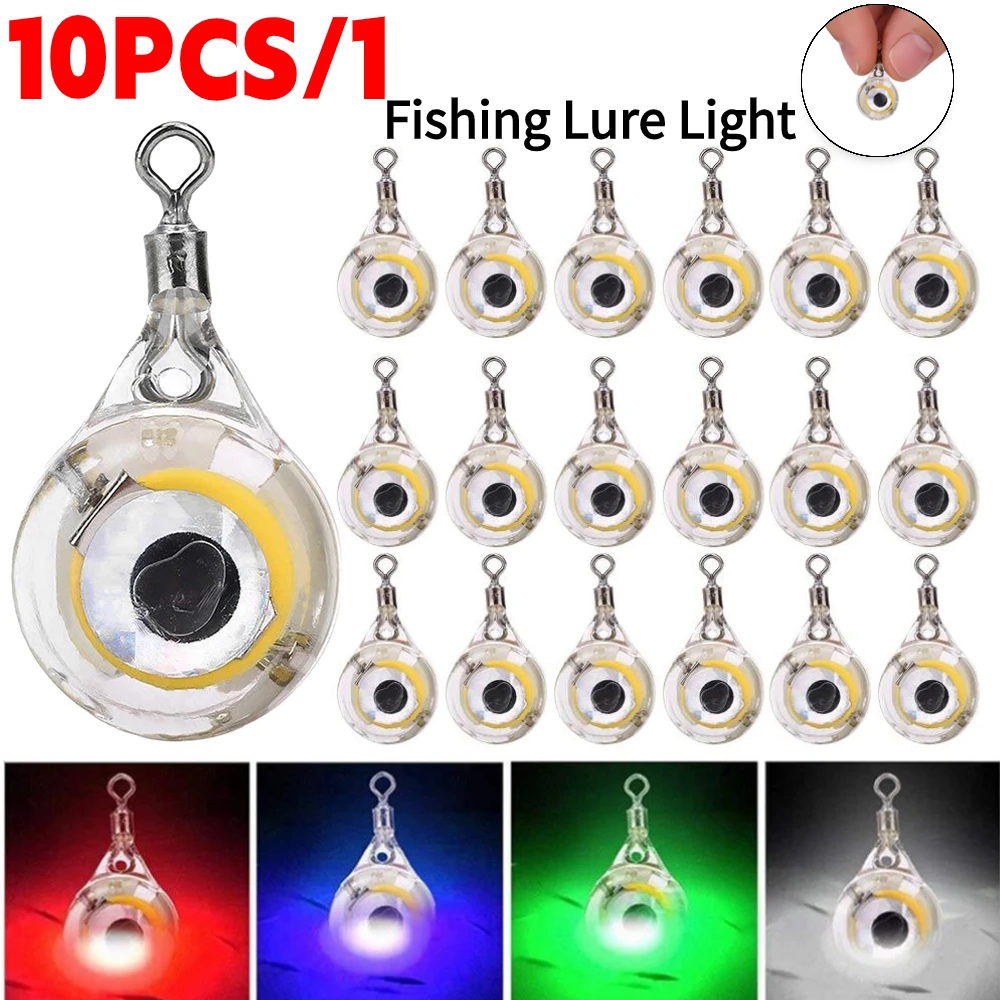 10-1PCS-Mini-Fishing-Lure-Light-LED-Deep-Drop-Underwater-Eye-Shape ...