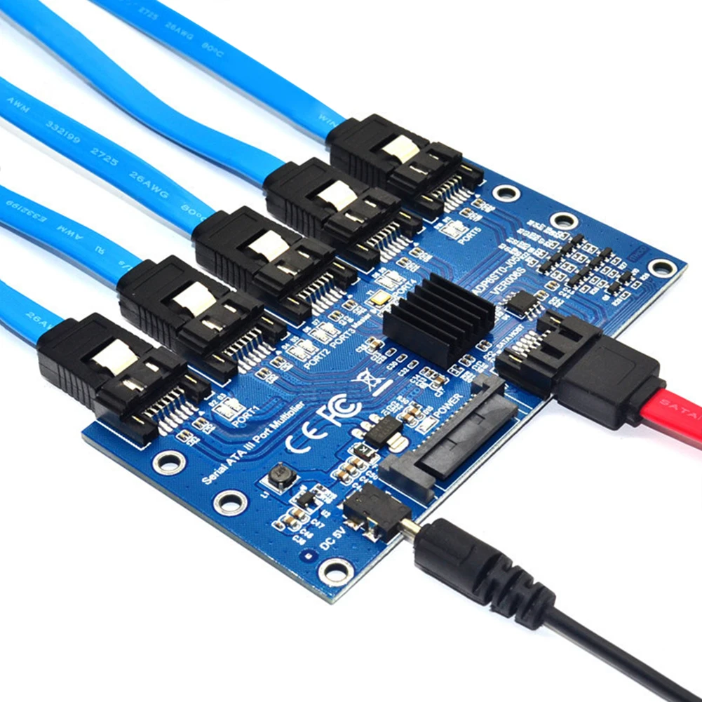 Sata riser placa de expansão 1 a 5 portas sata3.0 placa-mãe 6gbps ...