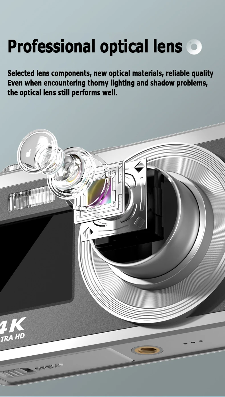 C23 4K Telescopic Lens High-Definition Dual Screen Digital Camera 16x ...