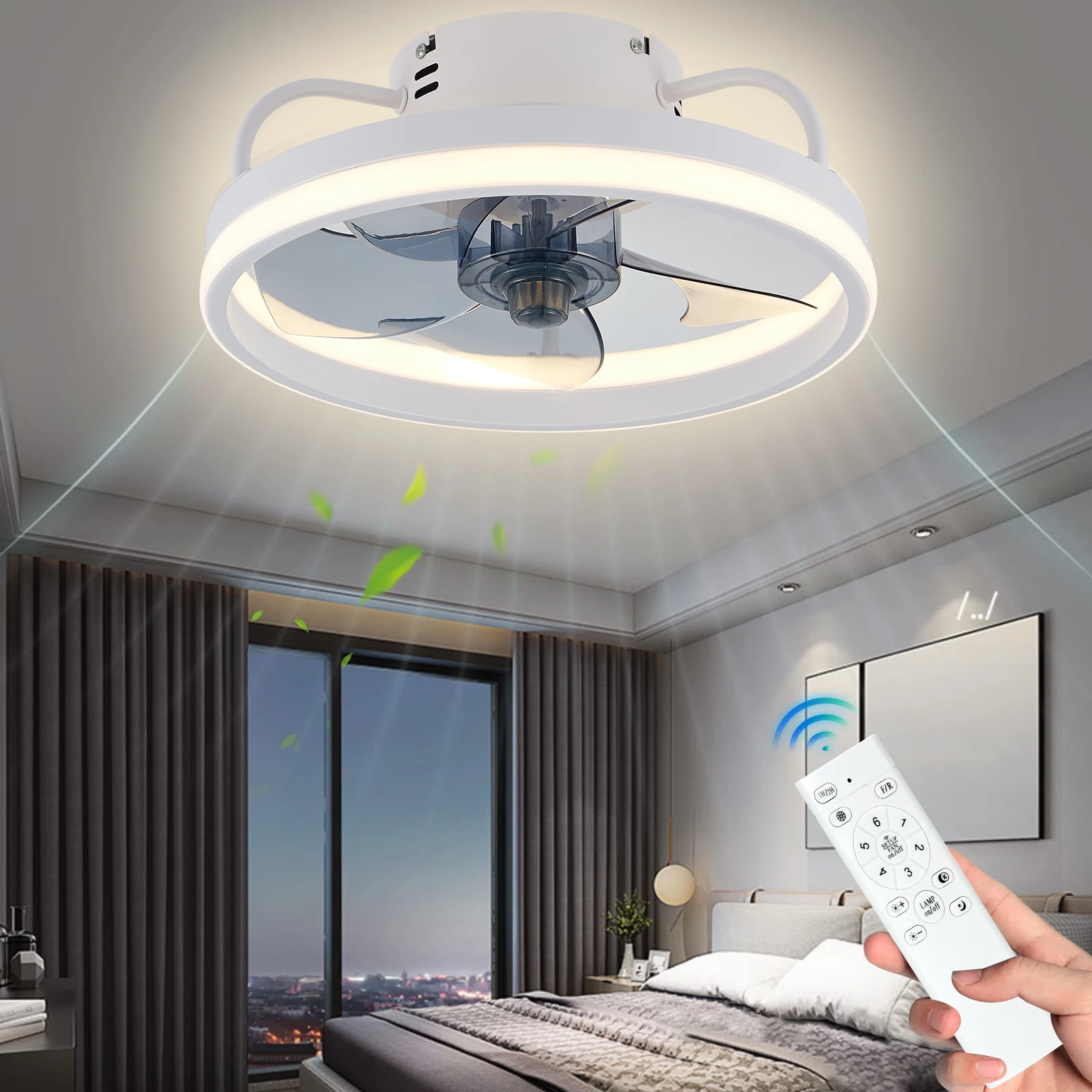 IRALAN-Modern-ceiling-fan-with-light-for-bedroom-kitchen-office-Room ...