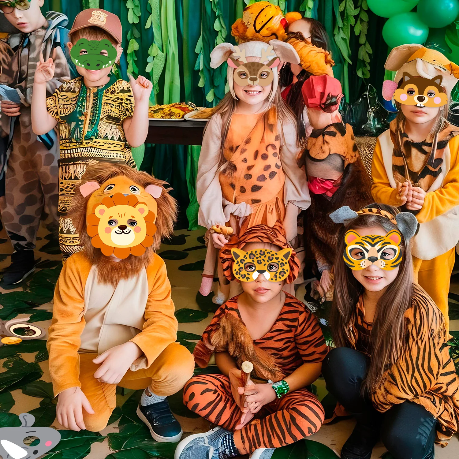 Ruffled Swimwear 12 Set Safari Animal Masks & Capes - Jungle Theme ...