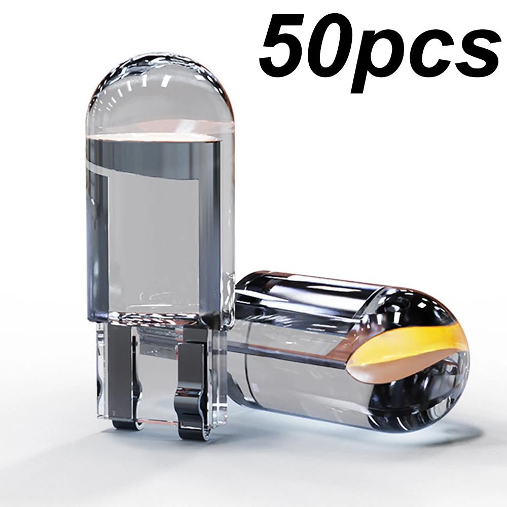 10/50pcs Newest W5W Led T10 Car Light COB LED Glass 6000K White Auto ...
