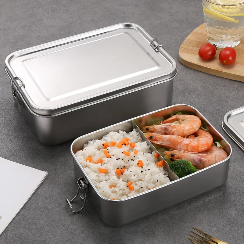 Stainless-Steel-Lunch-Box-With-Removable-Dividers-850ML-Stainless-Steel ...