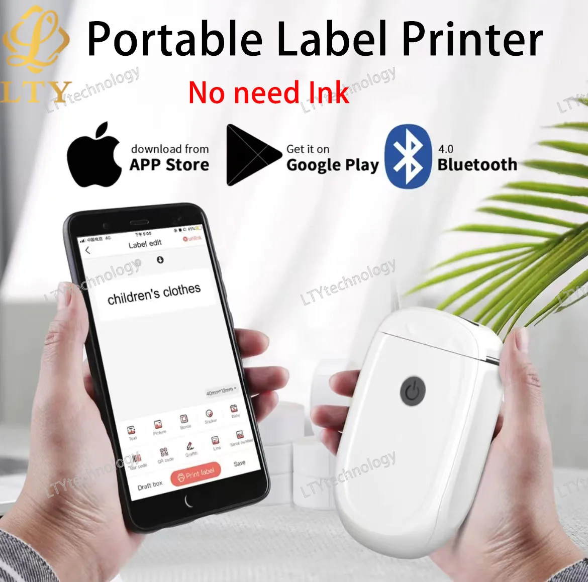 (p11) Portable Bluetooth Inkless Label Printer For Labeling,filing ...