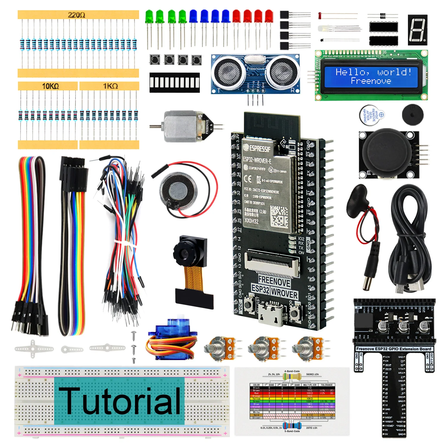 Freenove-Super Starter Kit para ESP32-WROVER, cámara inalámbrica integrada, Python C, Tutorial ...