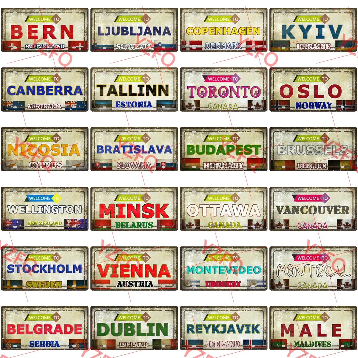 Hot-Country-City-VIENNA-TORONTO-BERN-OSLO-Vintage-Metal-License-Plate ...