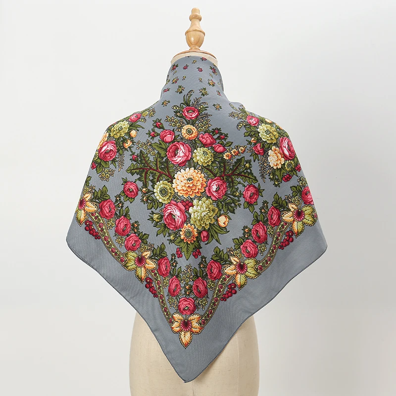 90-90cm-Women-Russian-Style-Square-Scarf-Shawl-Retro-Printed-Scarves ...