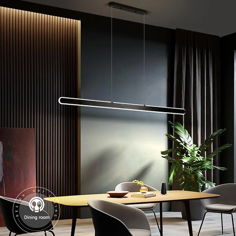 Dining-room-lamp-white-minimalist-LED-dining-room-dining-table-bar ...