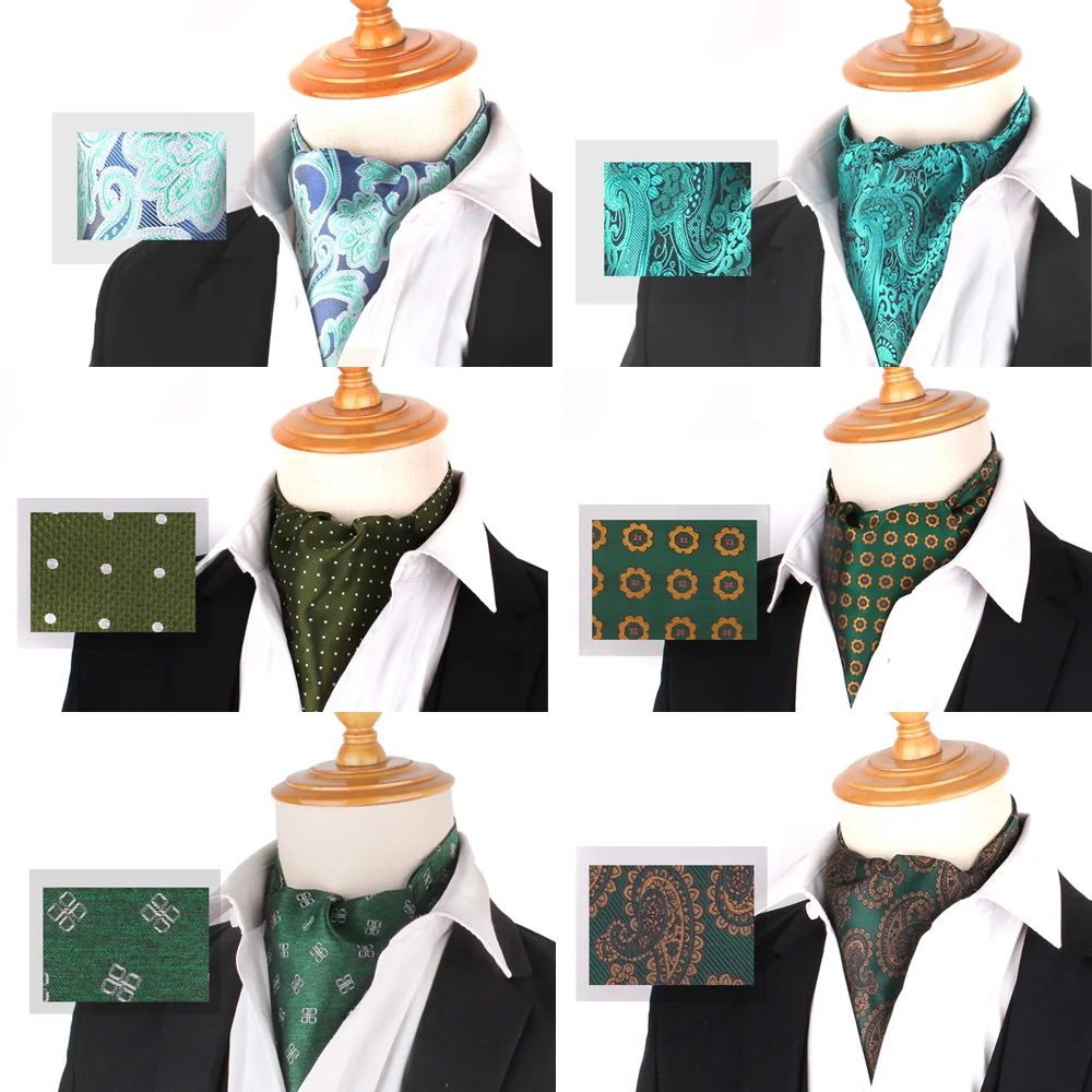 Green-Pattern-Cashew-Tie-For-Men-Wedding-Formal-Cravat-Ascot-Scrunch ...