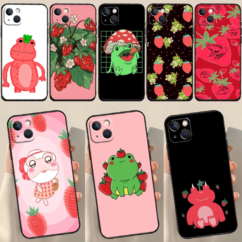 Cottagecore-Fruit-Strawberry-Frog-Case-For-iPhone-16-X-XR-XS-Max-12-13 ...