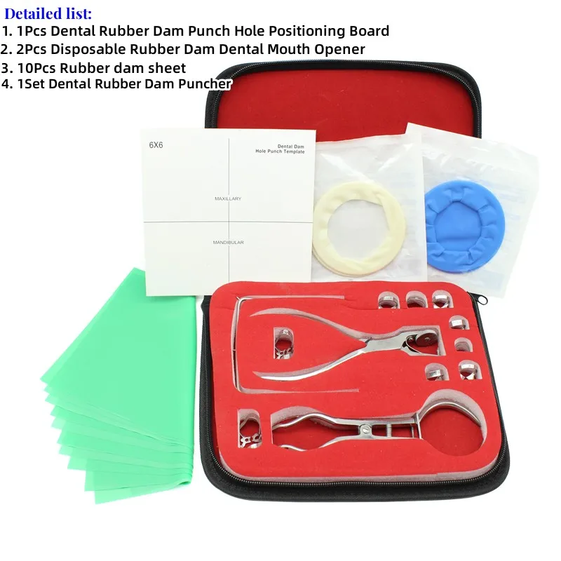 Rubber Dam Punch 18-Piece Rubber Dam Starter Set For Dental Procedures ...