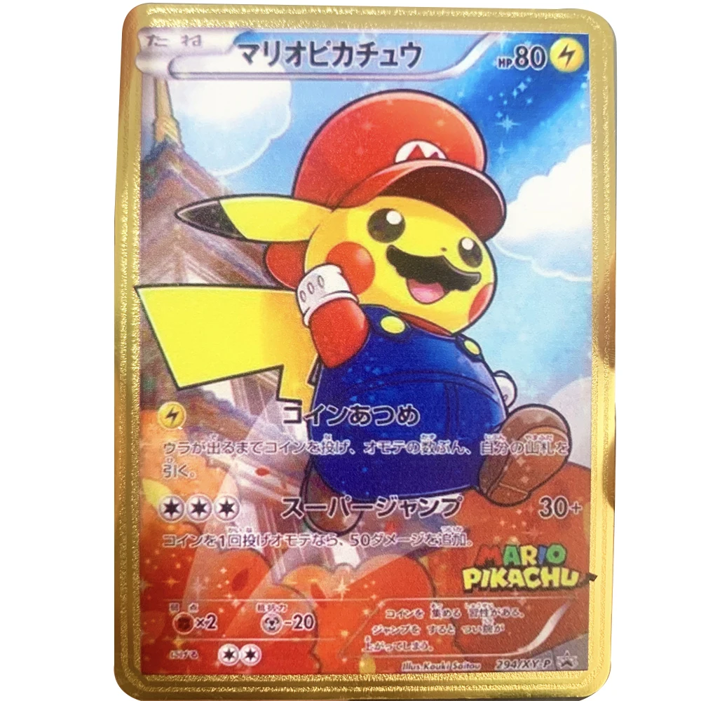 2024New Pokémon Cards Metal Letters English Iron Cards Mewtwo Pikachu ...