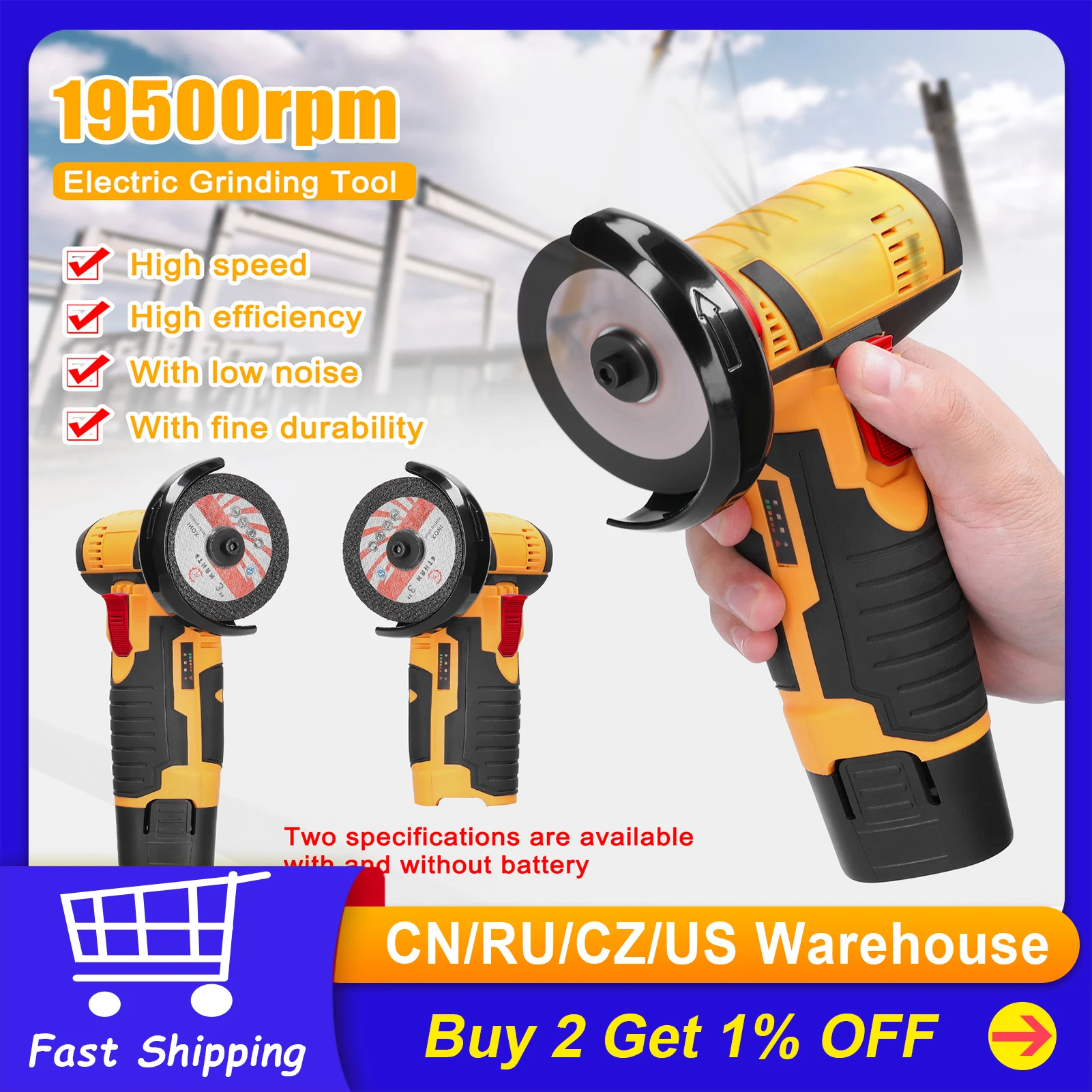 Angle Grinder 19500rpm Electric Grinding Tool Multifunctional Mini ...