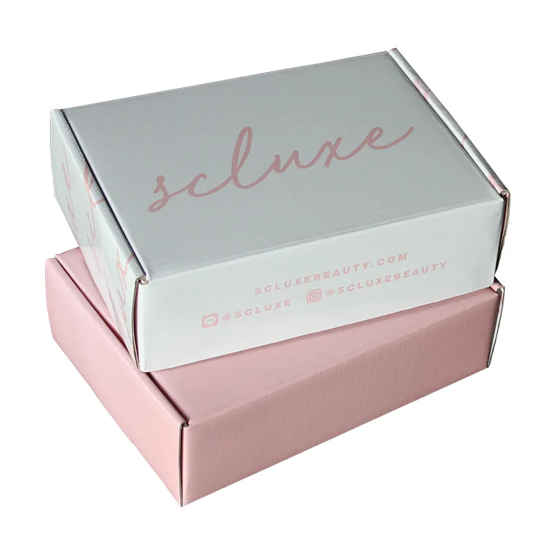 Customized Logo Pink Packaging Folding Corrugated Box Clothing Shipping ...