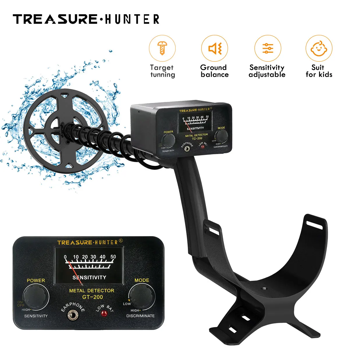 Treasure Hunter GT200 Metal Detector Professional High Sensitive Underground Iron Metal Gold ...