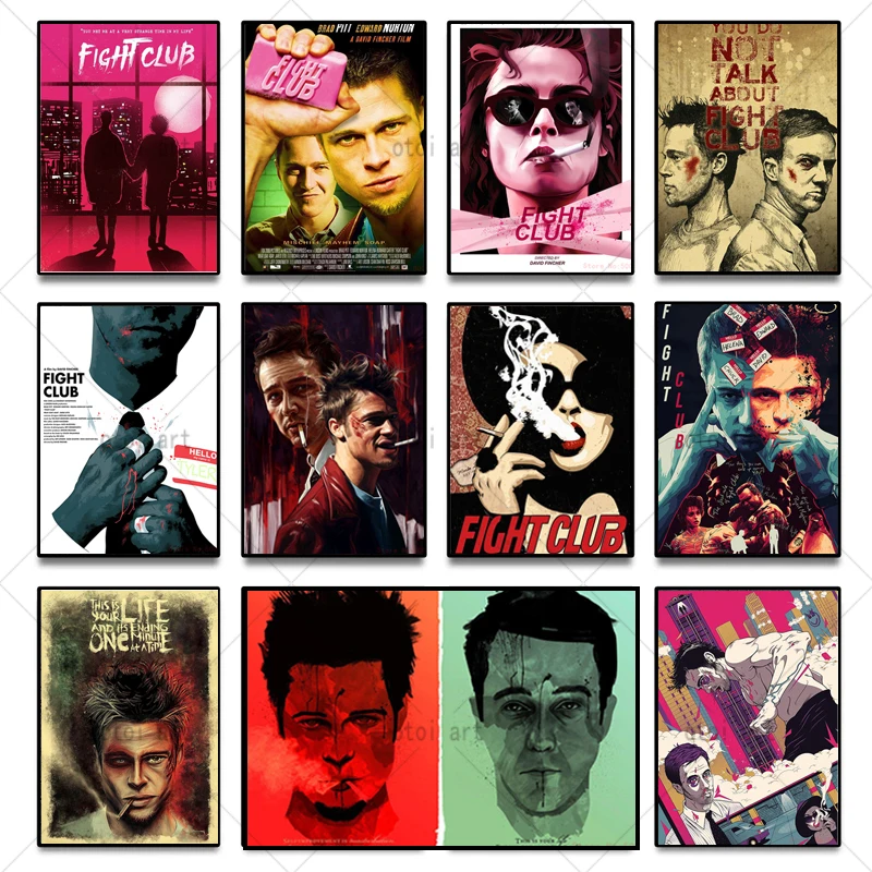 Classic Movie Fight Club Character Collections Art Posters Canvas ...