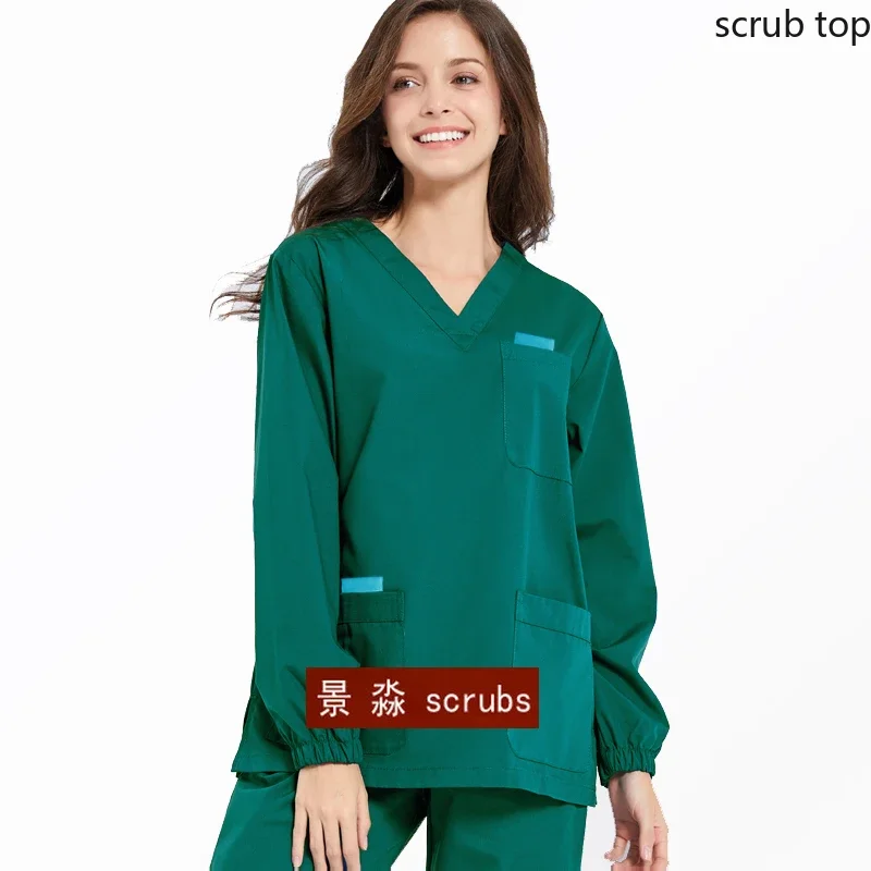 Long-Sleeve-Medical-Clothes-Women-Scrub-Top-Plug-Size-Nursing-Uniform ...