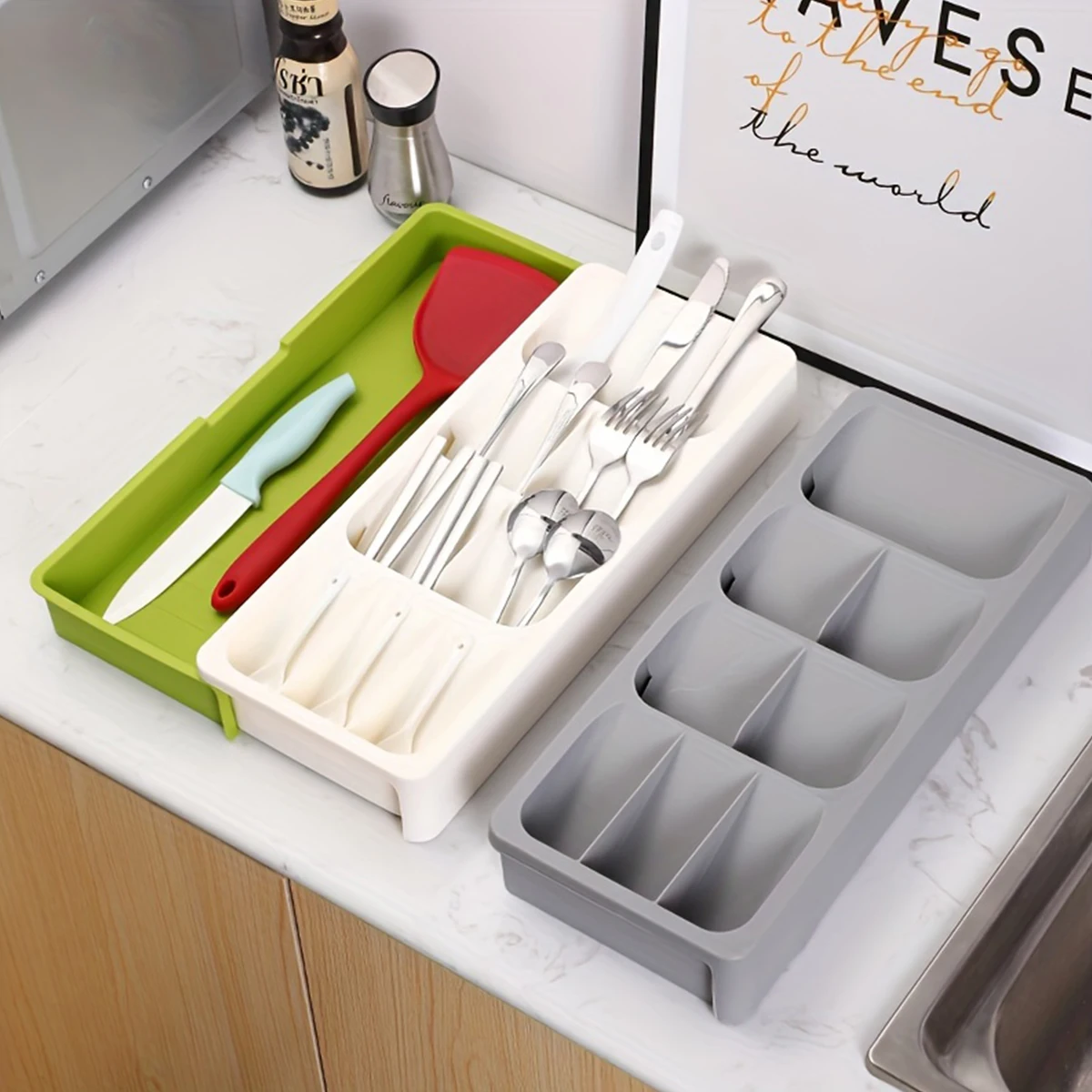 Kitchen Retractable Knife, Fork, Spoon Separation And Sorting Tableware ...