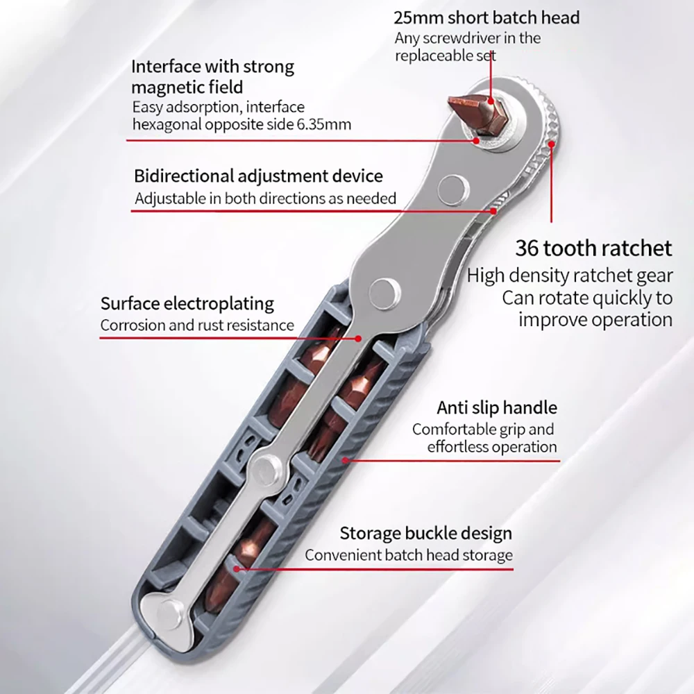 Bidirectional-Ratchet-Screwdriver-Set-Right-Angle-Household ...