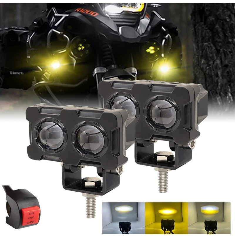 Motorcycle Fog LED Light White/Amber DC 12-80V LED Spotlight for eBike ...