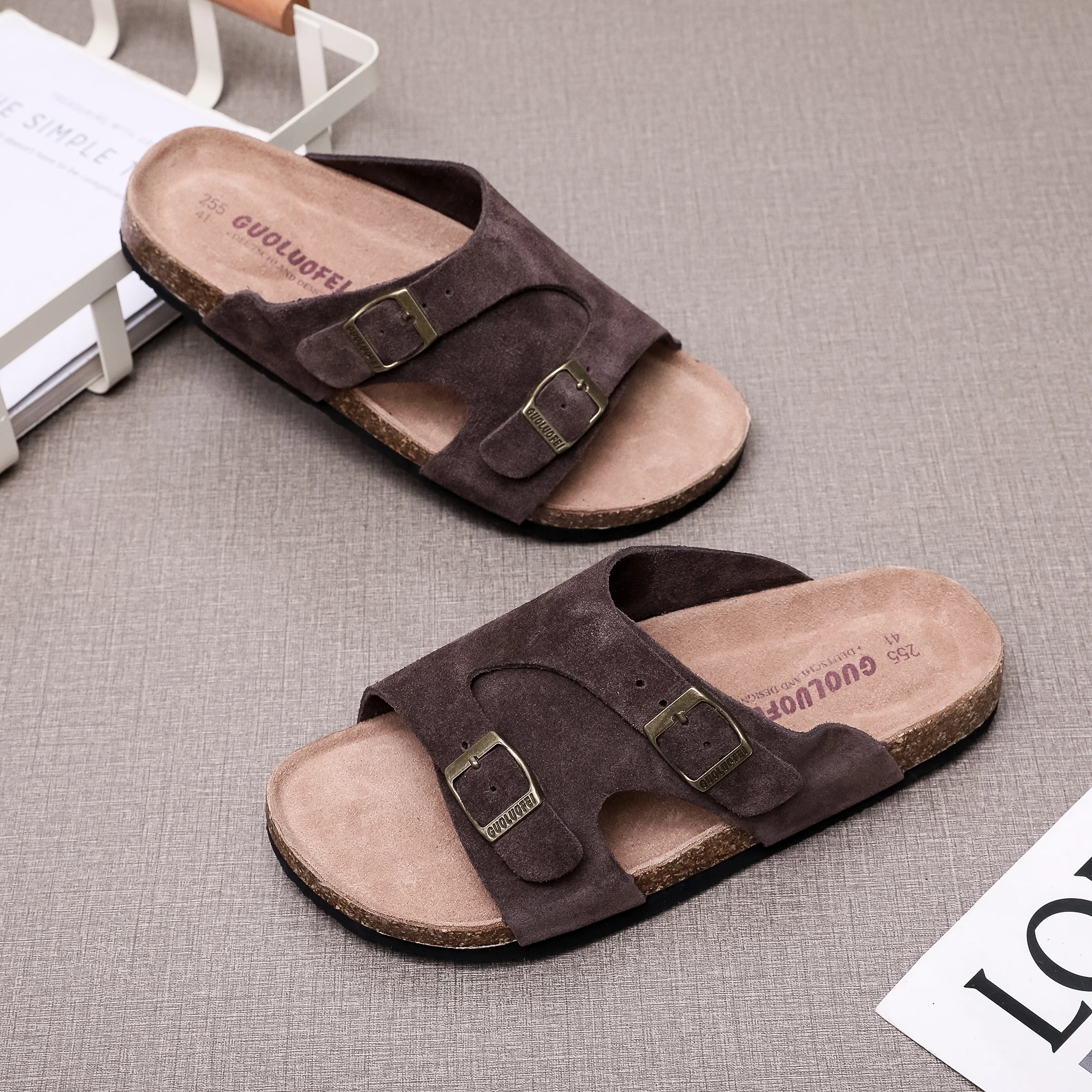 New-Man-Full-Grain-Leather-Cork-Birken-Stock-Sandals-Slippers-Luxury ...