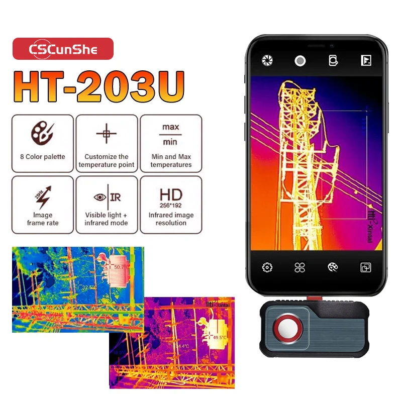 256-192-Pixels-HT-203U-Thermal-Imager-Android-Type-C-Mobile-Phone-25Hz ...