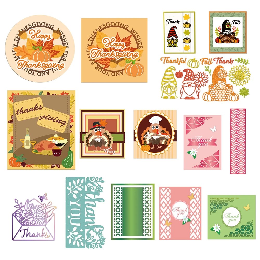 Fall-Turkey-Die-Cuts-Autumn-Pumpkin-Hat-Animal-Food-Dessert-Metal-Dies ...