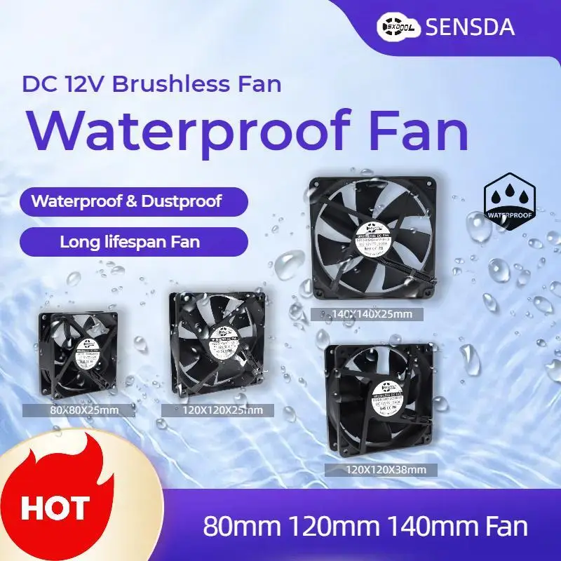 Waterproof Cooling Fan Series - DC 12V Dual Ball Bearings - Dustproof ...