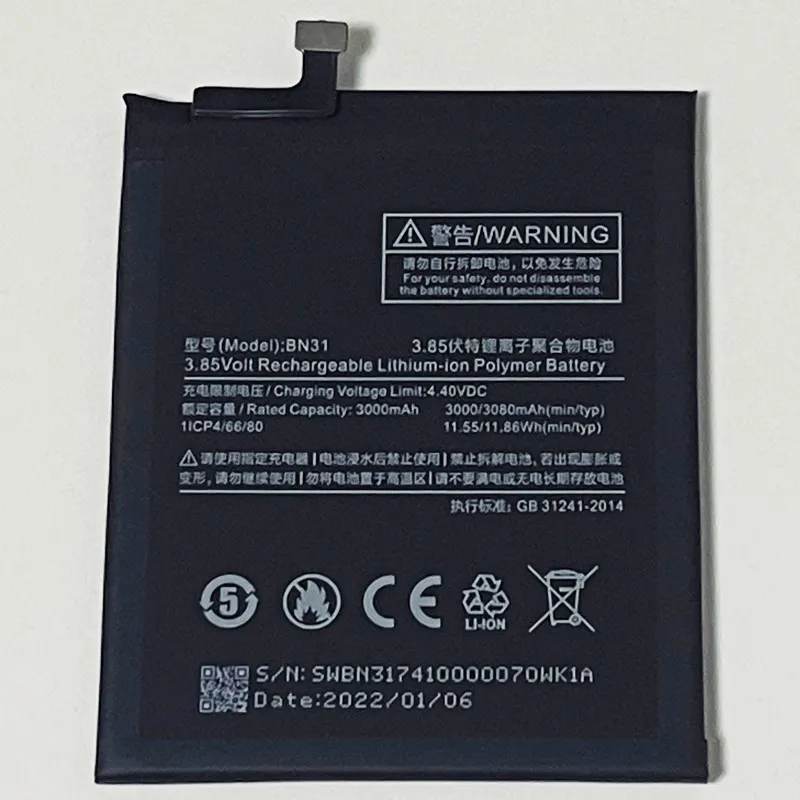 3.85V 3080mAh BN31 For XiaoMi Redmi Note 5A Y1 MDG6 MDG6S MDE6 MDT6 ...