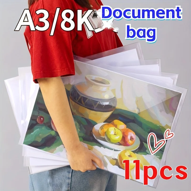 11 Pcs Transparent File Bag Snap Button Pouches Office Folders ...