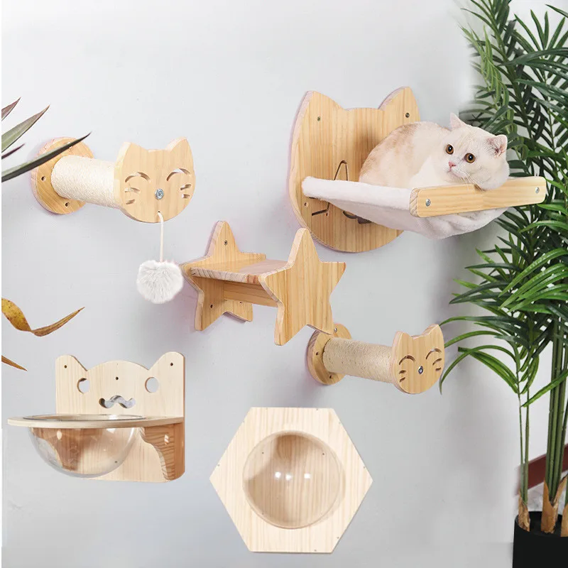 Solid-Wood-Cat-Climbing-Frame-Column-Wall-Cat-Wall-Jumping-Platform-Cat ...
