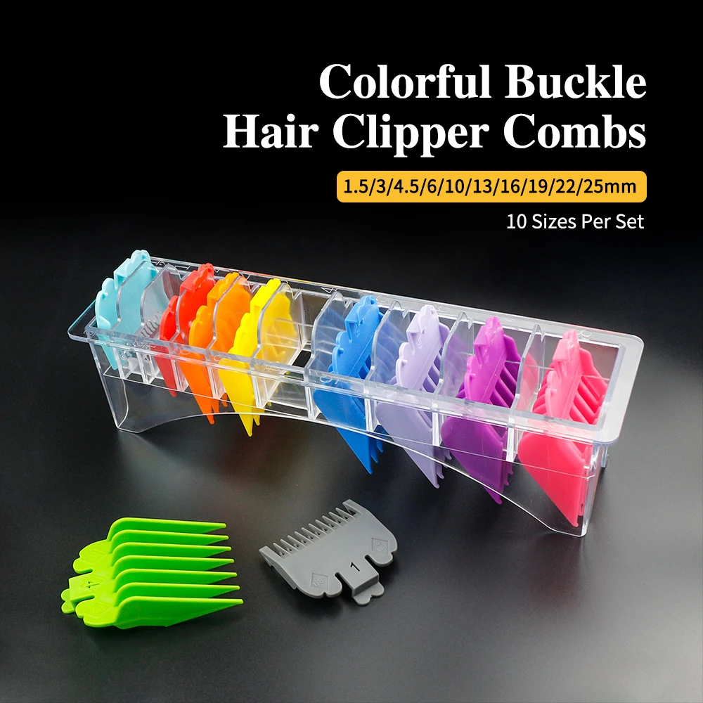 10Pcs-Colorful-Plastic-Men-Hair-Clipper-Limit-Comb-Salon-Barber-Cutting ...