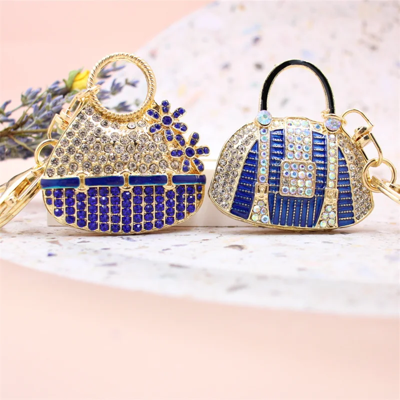 Cute-Women-Deep-Blue-Bag-Design-Keychain-Cars-Keyrings-Lady-Gifts-Key ...