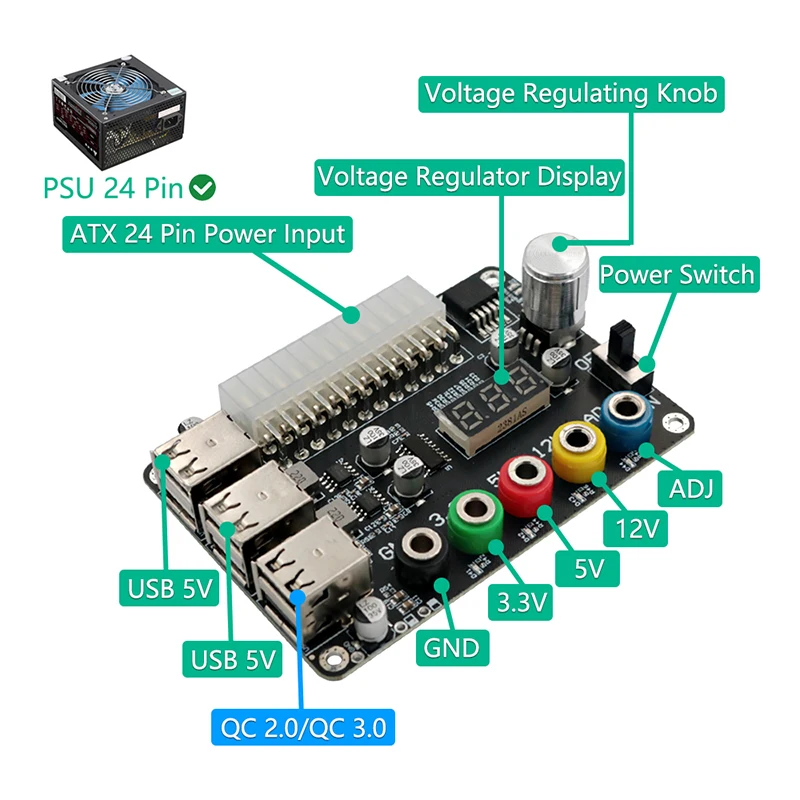 24Pin-ATX-Power-Supply-Breakout-Board-Power-Module-Adapter-Connector ...