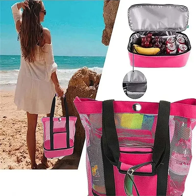 Minimalist Double Layer Beach Bag with Insulated Layer Lightweight ...