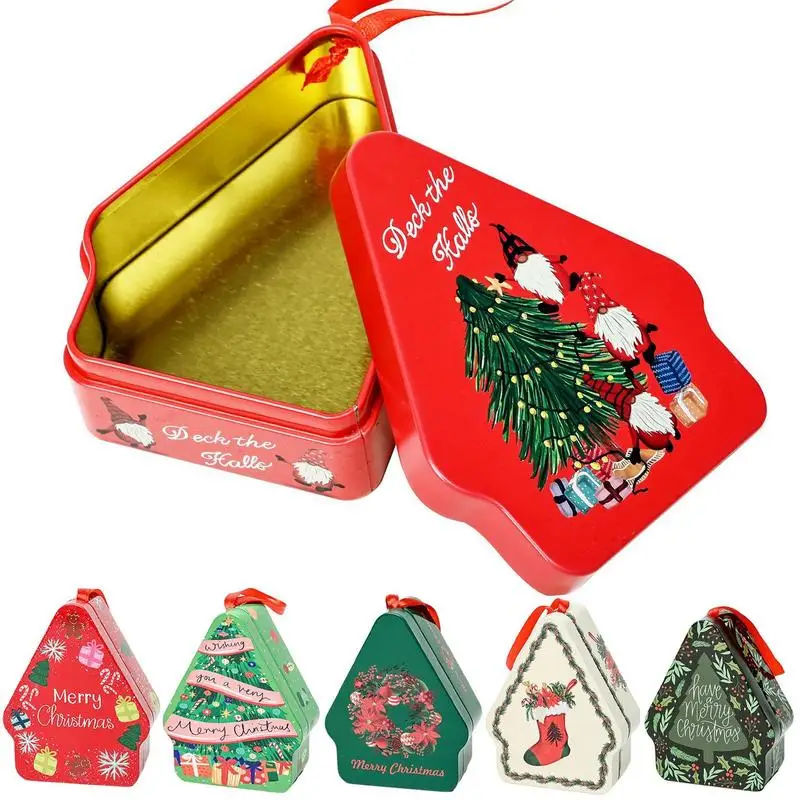 Christmas-Cookie-Tins-Set-Of-6-House-Shaped-Tin-Container-Organizer ...