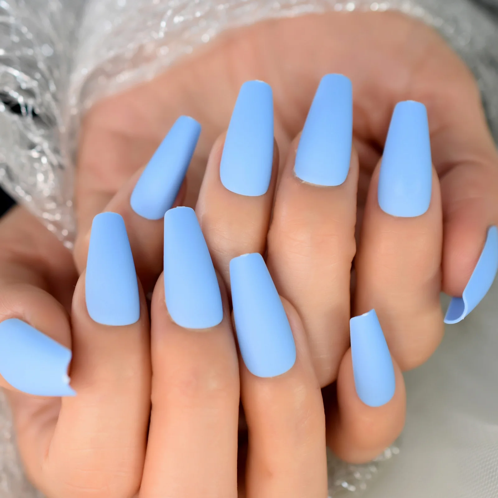 Light Blue Matte Nails
