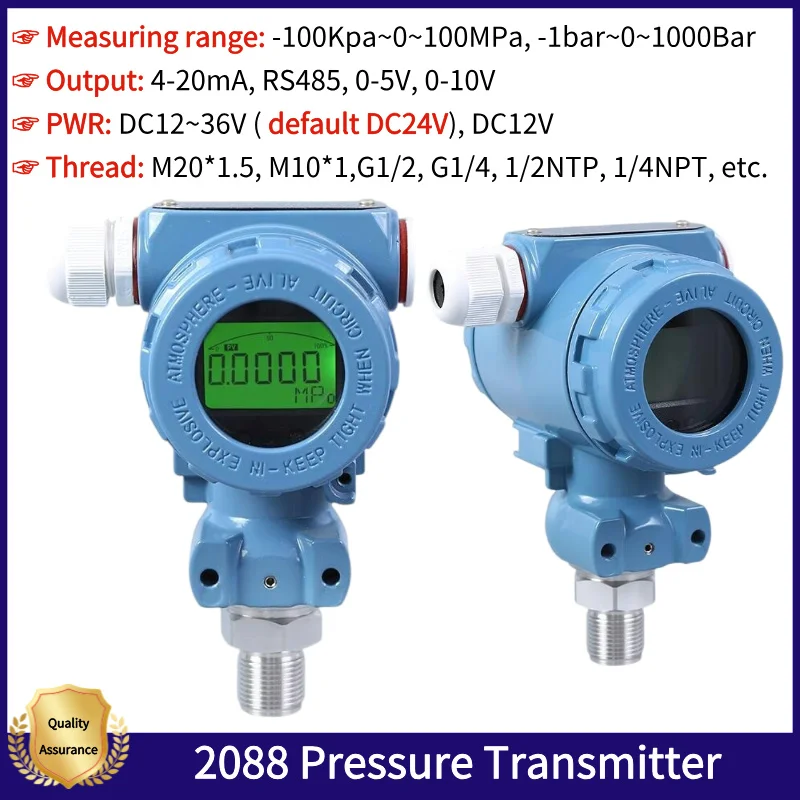 LCD-display-diffusion-silicon-intelligent-pressure-transmitter-4-20ma-RS485-2088-explosion-proof ...