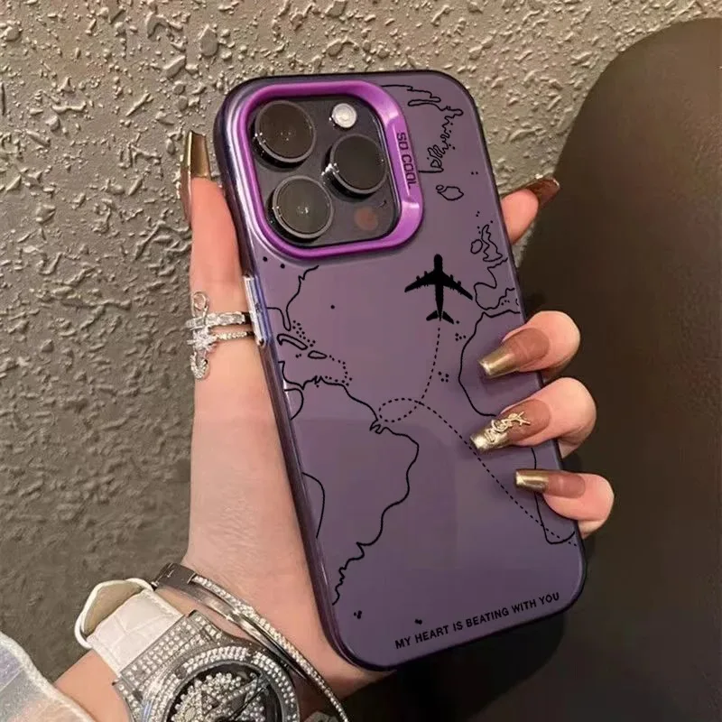 Travel-Inspired Airplane Route Design TPU Basic Phone Case for iPhone ...