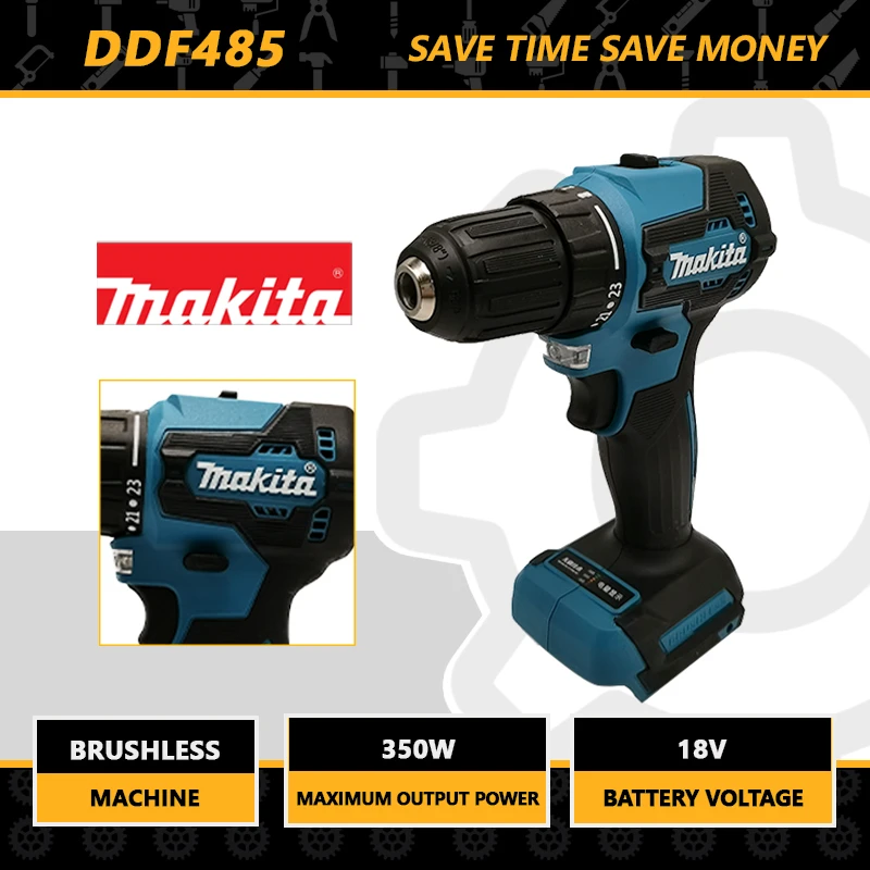 Makita DDF485 18V 1000Nm Brushless Broca Elétrica Recarregável, 10mm Impact Driver, Ferramenta ...
