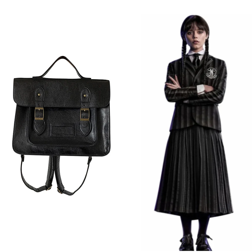 Wednesday Addams Wednesday Backpack Cosplay Student Retro PU Leather ...