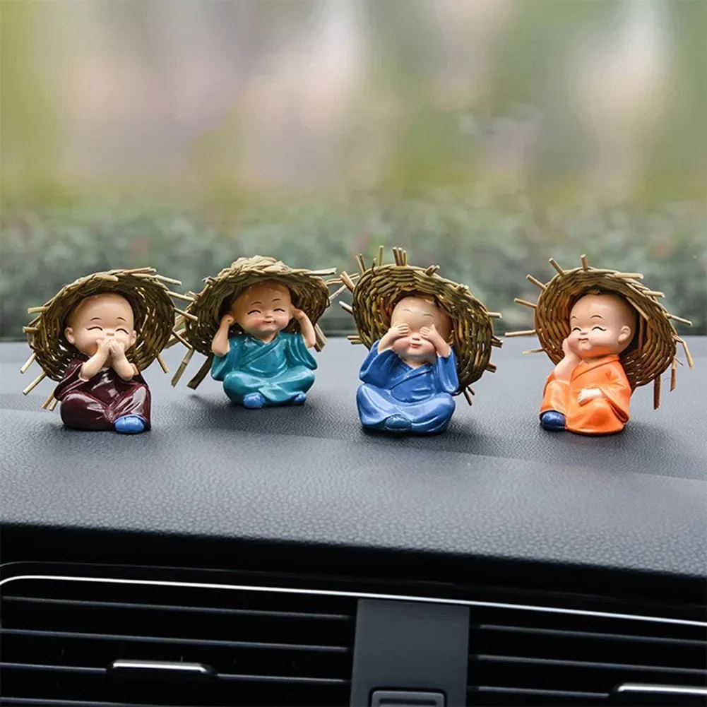 1-4PCS-Lovely-Little-Monk-Car-Decoration-Resin-Crafts-Little-Cute-Small ...
