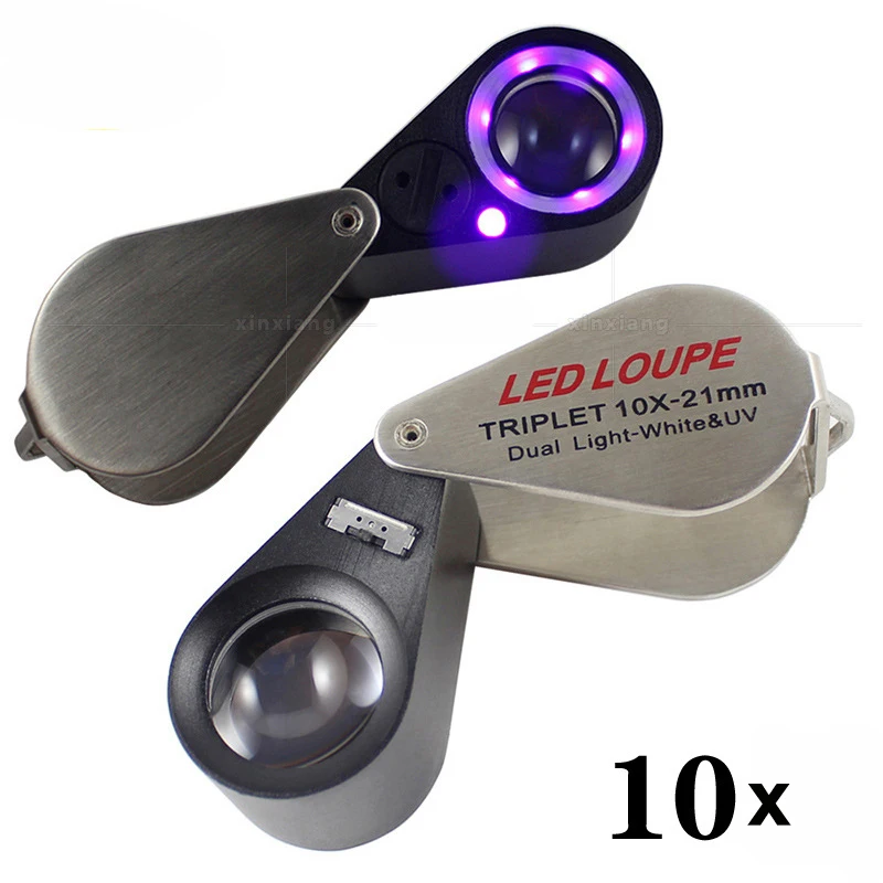 10X-Magnification-Jeweler-Loupe-Triplet-Lens-Magnifier-With-6-LED-UV ...