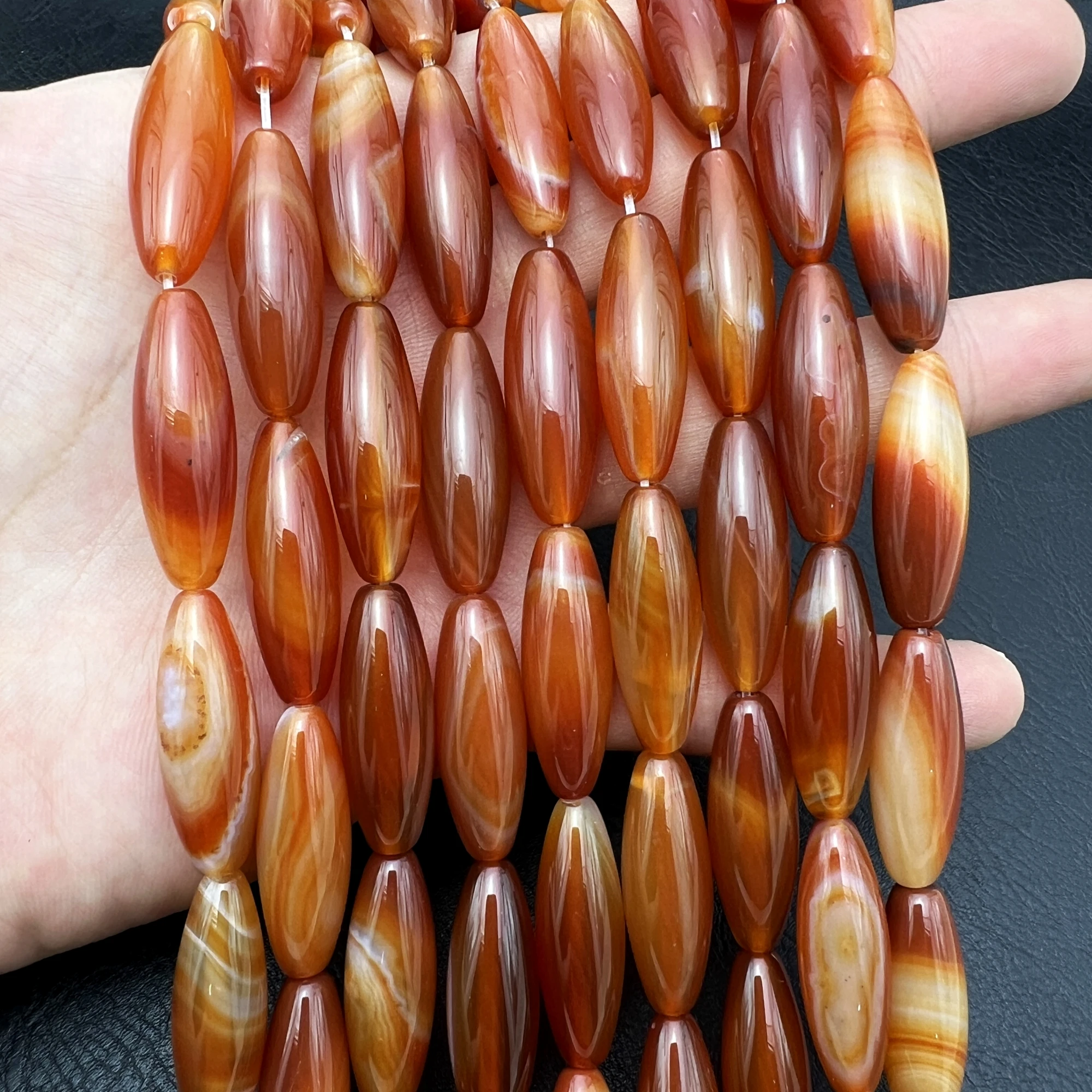 10x30MM-2Strands-26PCS-Natural-Red-Agates-Stone-Rice-Beads-For-Jewelry ...