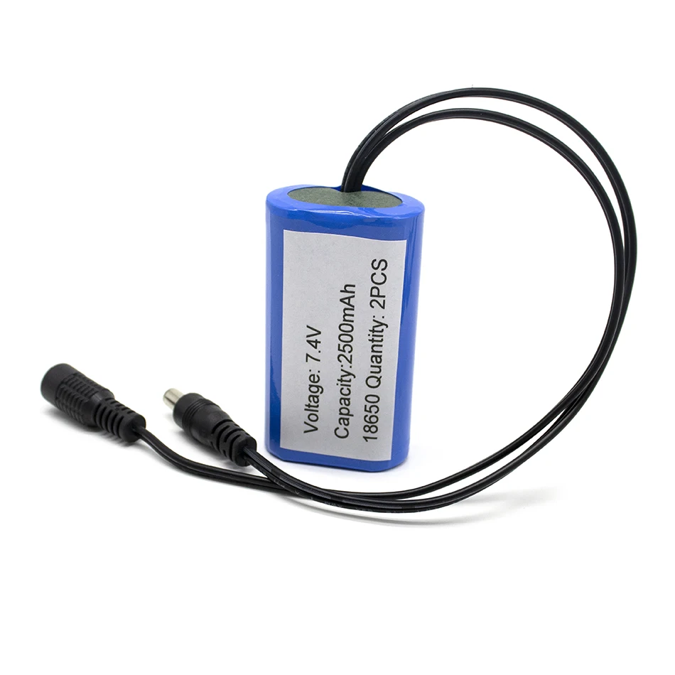 7.4V 2500mAh 18650 lithium battery pack built-in BMS for small ...
