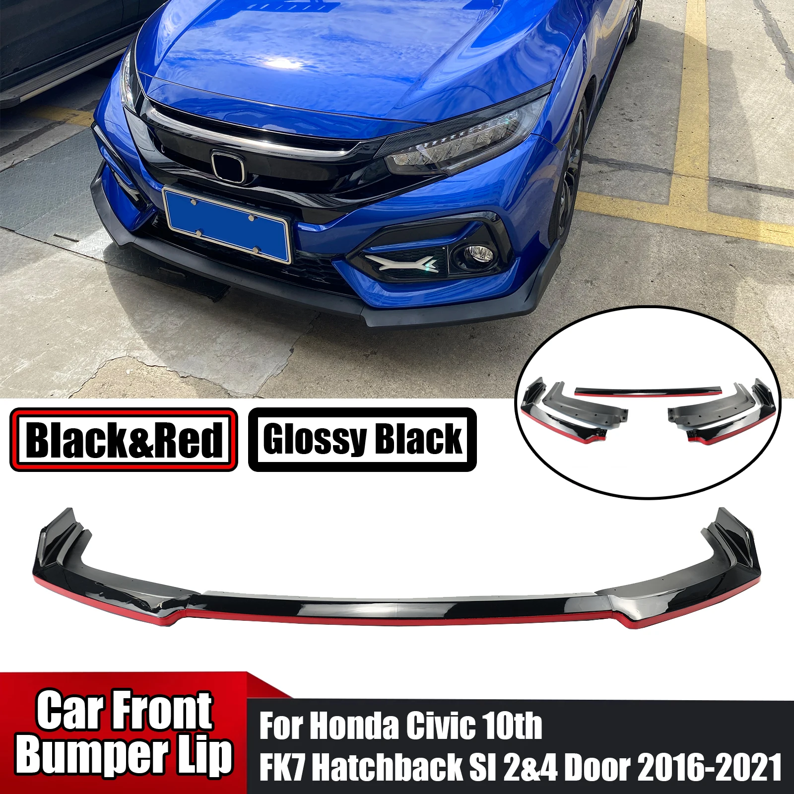 TYPE-R-STYLE-Car-Front-Bumper-Lip-Spoiler-For-2016-2021-Honda-Civic ...
