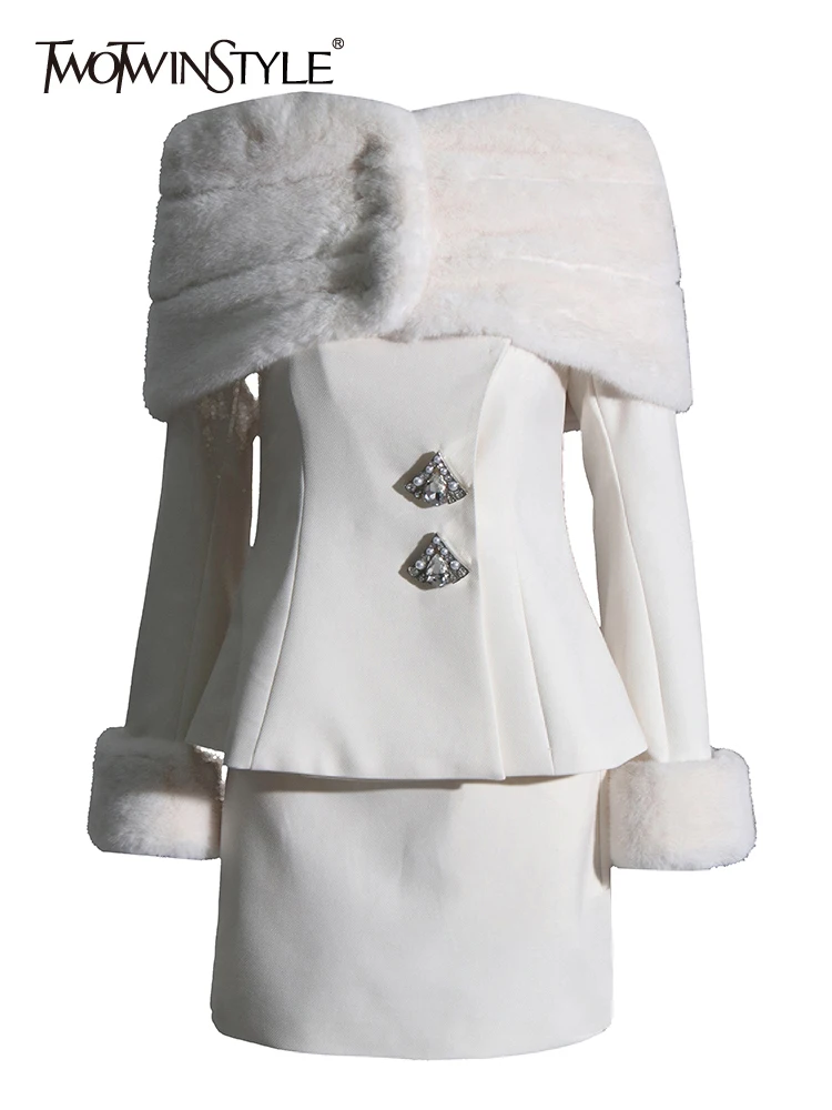 TWOTWINSTYLE-Solid-Two-Piece-Sets-For-Women-Slash-Neck-Long-Sleeve-Top ...